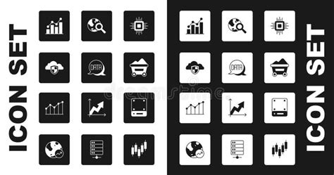Set Processor Cpu Data Analysis Cloud And Shield Pie Chart Infographic Coal Mine Trolley