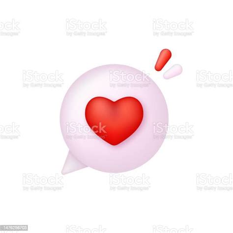 3d 소셜 미디어 알림 사랑 같은 심장 아이콘 빨간색 하트가 있는 메시지 대화 상자입니다 분홍에 대한 스톡 벡터 아트 및 기타