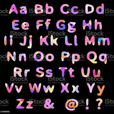 독특한 디자인 스타일 알파벳 문자와 숫자 질감 및 패턴 글꼴 또는 알파벳 세트입니다 디자인 요소 글꼴 세트 타이포그래피 글꼴