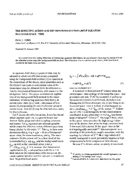 Pdf The Effective Action And The Renormalization Group Equation In Curved Space Time
