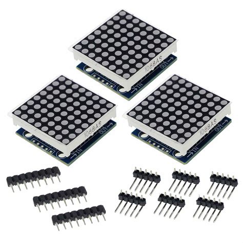 Getuscart Hiletgo 3pcs Max7219 8x8 Dot Matrix Led Display Module 5v Mcu Control Max7219 8 8