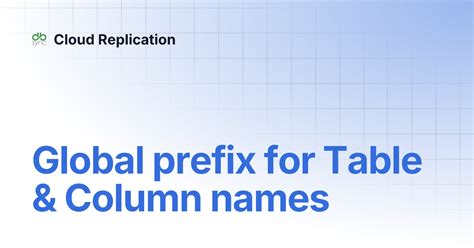 Global Prefix For Table And Column Names Cloud Replication