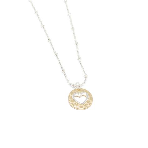 Lola Heart Necklace With Gold And Silver Plated Charm Leaf Street