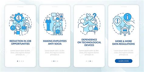 Business Ict Disadvantages Blue Onboarding Mobile App Screen Stock