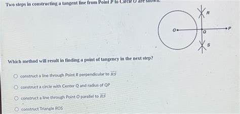 solved two steps in constructing a tangent line from point p to circle