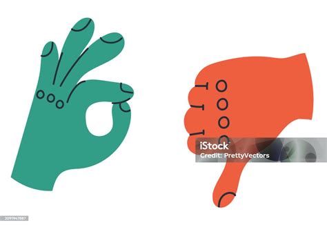 싫어요 버튼 개념처럼 엄지 손가락을 위아래로 움직입니다 벡터 평면 그래픽 디자인 일러스트 손에 대한 스톡 벡터 아트 및 기타 이미지 손 오케이 일러스트레이션 Istock