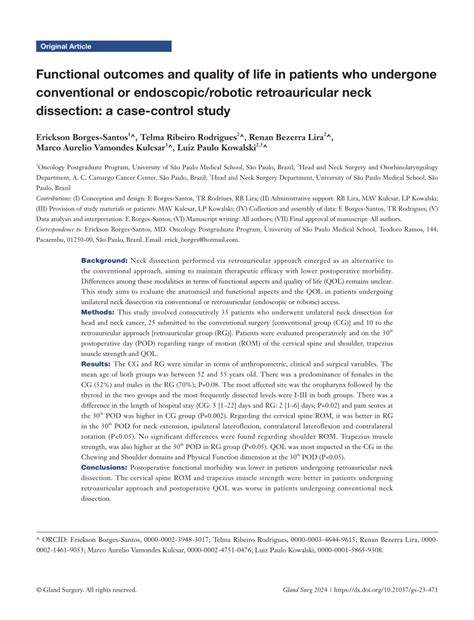 Pdf Functional Outcomes And Quality Of Life In Patients Who Undergone Conventional Or