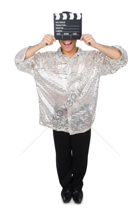 흰색 배경에 고립 된 Clapperboard를 들고 남자 사진 무료 다운로드 Lovepik