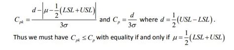 Solved Show That Cpk Index Is Equal To Given Equation Using