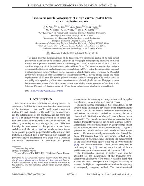 Pdf Transverse Profile Tomography Of A High Current Proton Beam With A Multi Wire Scanner