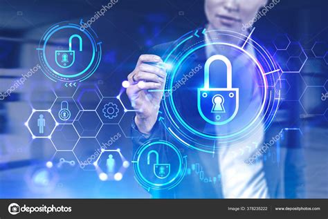 Unrecognizable Young Businesswoman Using Futuristic Cyber Security