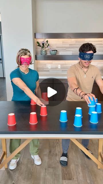 Getti Kehayova on Instagram: "1v1 Blindfolded Cup Stacking Game #momandson #challenge" in 2025 ...