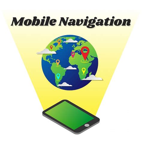 Premium Vector Smartphone Gps Navigation With World Map