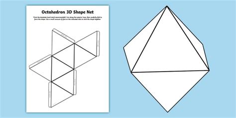 Octahedron 3d Shape Net Teacher Made