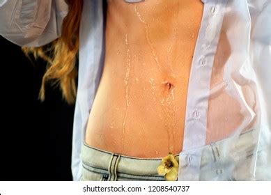 Sexual Woman Drinking Water Bottle Pours Stock Photo 1111658009 Shutterstock