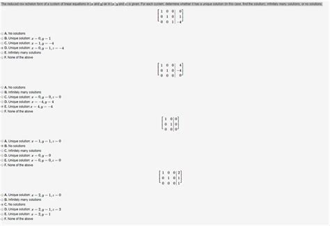 Solved The Reduced Row Echelon Form Of A System Of Linear