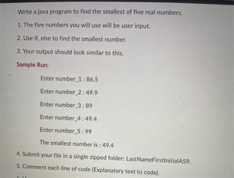 Solved Write A Java Program To Find The Smallest Of Five
