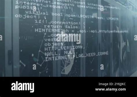 computer code and geometric shapes animation over digital interface