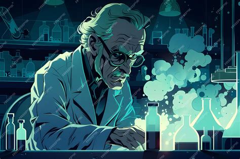 Premium Photo Animated Scientist In Lab Drawing Of Researcher With
