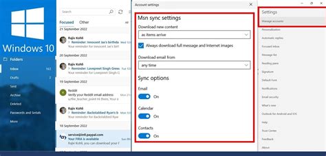 tweaking sync settings in windows mail citizenside