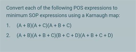 Solved Convert Each Of The Following POS Expressions To Chegg Com