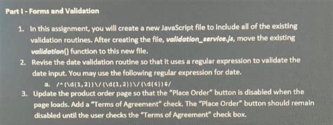 Solved Part I Forms And Validation In This Assignment Chegg Com