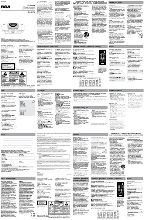 RCA RCD175I USER MANUAL Pdf Download ManualsLib