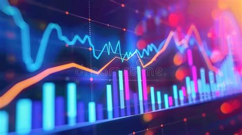 Vibrant Financial Data Visualization With Colorful Graphs In A Modern Digital Workspace Stock