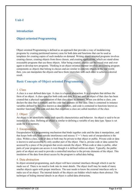 Object Oriented Programming In C Introduction Lecture 1pptx