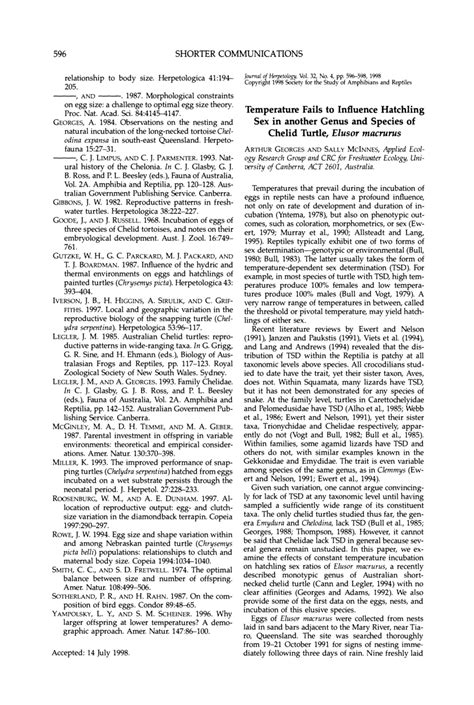 Pdf Temperature Fails To Influence Hatchling Sex In Another Genus And Species Of Chelid Turtle