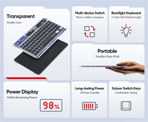 Ck Series Universal Bluetooth Keyboard With Color Backlight Phone Cases Tablet Cases