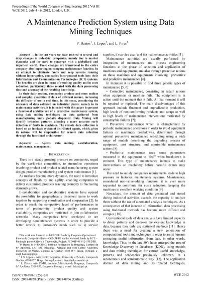 a maintenance prediction system using data mining techniques