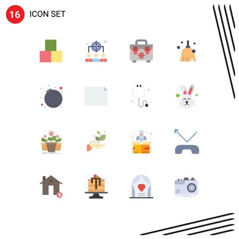 Editable Vector Line Pack Of 16 Simple Flat Colors Of Danger Alert Bag