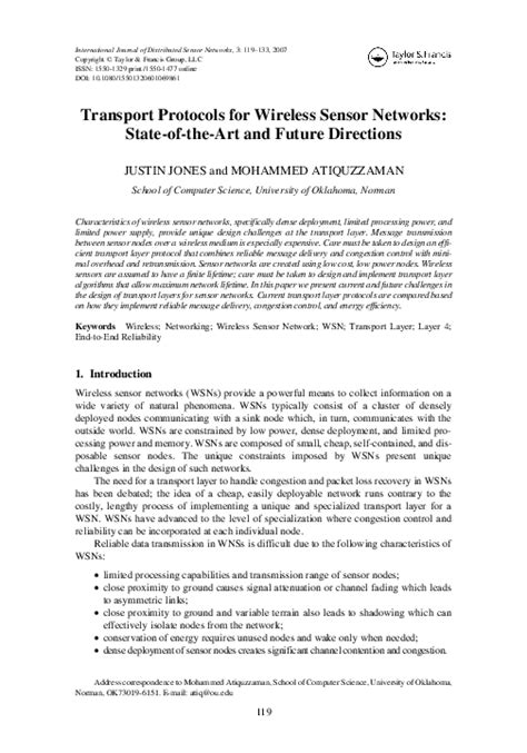 Pdf Transport Protocols For Wireless Sensor Networks State Of The