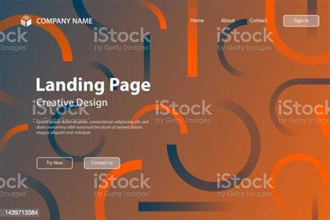 방문 페이지 템플릿 기하학적 모양의 추상적 인 디자인 트렌디 한 오렌지 그라데이션 갈색에 대한 스톡 벡터 아트 및 기타 이미지 갈색 곡선 광대한 Istock