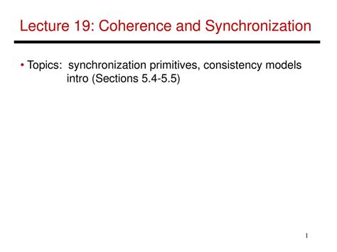 Lecture 19 Coherence And Synchronization Ppt Download