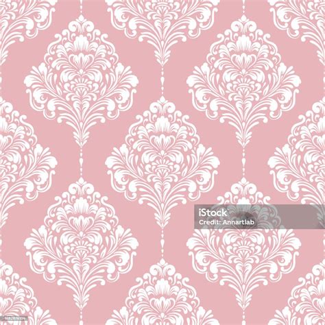 핑크와 화이트 다마스크 벡터 원활한 패턴 빈티지 페이즐리 요소 전통 터키어 모티브 직물과 직물 벽지 포장 또는 원하는 아이디어에 적합합니다 레이스에 대한 스톡 벡터 아트 및