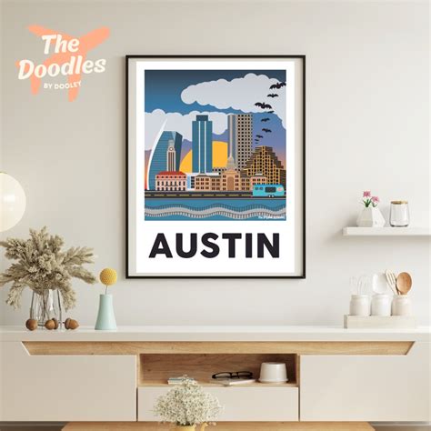 Austin Tx Poster Thedoodlesbydooley