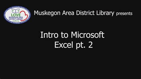 Introduction To Microsoft Excel Part 2 Youtube