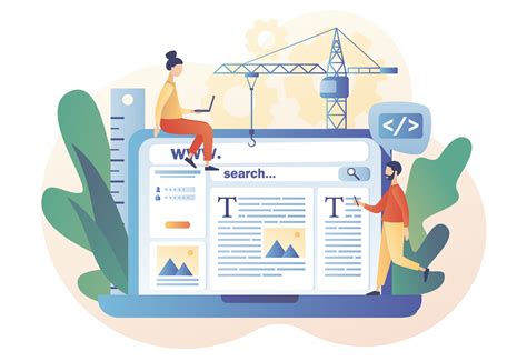 Tiny People Building Webpage On Laptop Web Design Concept Website Interface Design Software