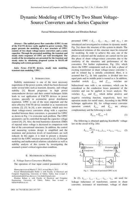 pdf dynamic modeling of upfc by two shunt voltage source converters