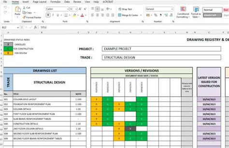 Drawing Registry And Distribution Management Excel Template Excel Templates Project