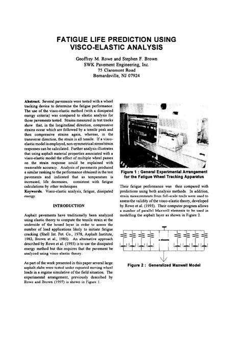 Pdf Fatigue Life Prediction Using Visco Elastic Analysis