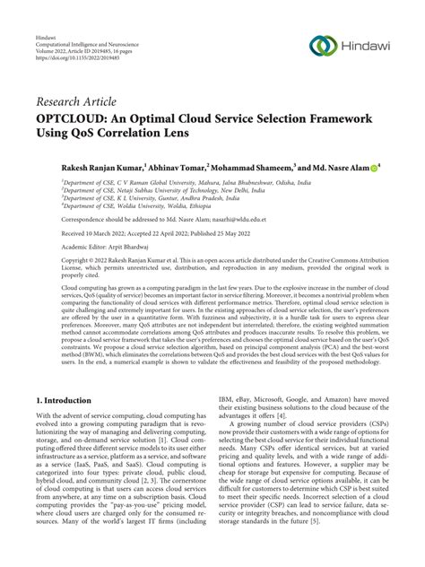 Pdf Optcloud An Optimal Cloud Service Selection Framework Using Qos