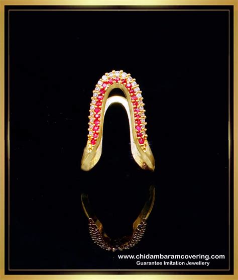 Buy Modern White And Ruby Stone Gold Model Vanki Ring Design