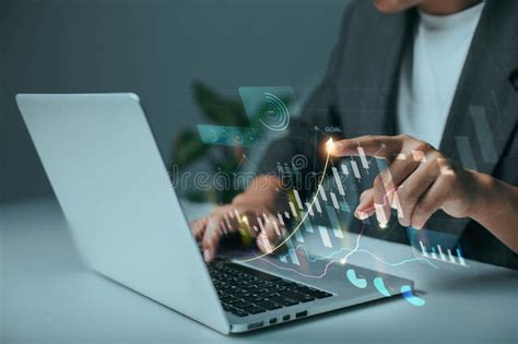 The Analyst Works On A Laptop Showing Data Business Analysis And Data Management System With Kpi