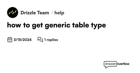 How To Get Generic Table Type Drizzle Team