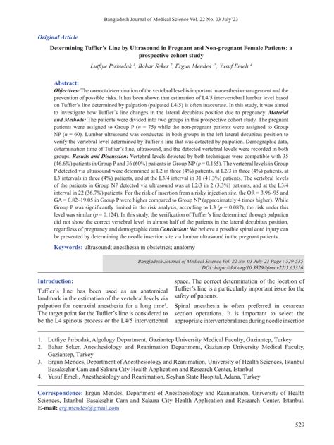 Pdf Determining Tuffiers Line By Ultrasound In Pregnant And Non