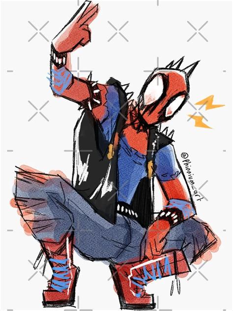 Spider Punk Sticker For Sale By Phinnium In 2024 Spiderman Drawing
