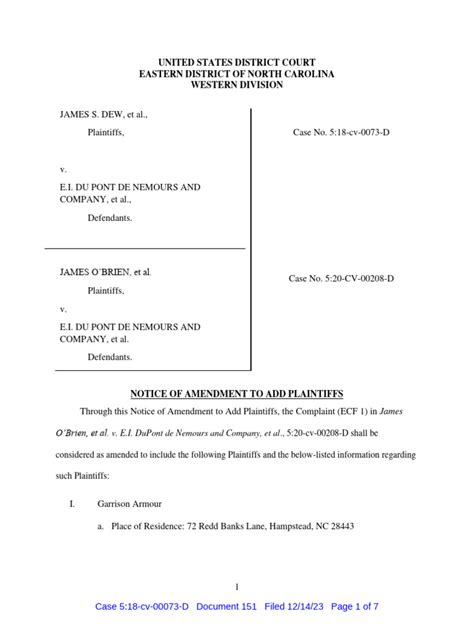 United States District Court Eastern District Of North Carolina Western Division Pdf Common